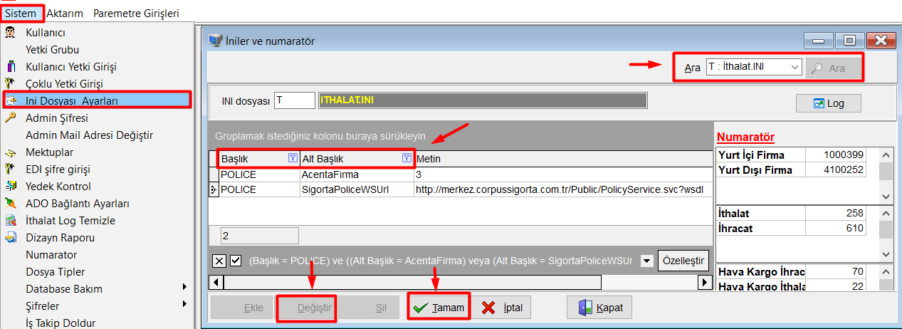 Corpus ( Alan ) Sigorta Entegrasyon Ayarları HK